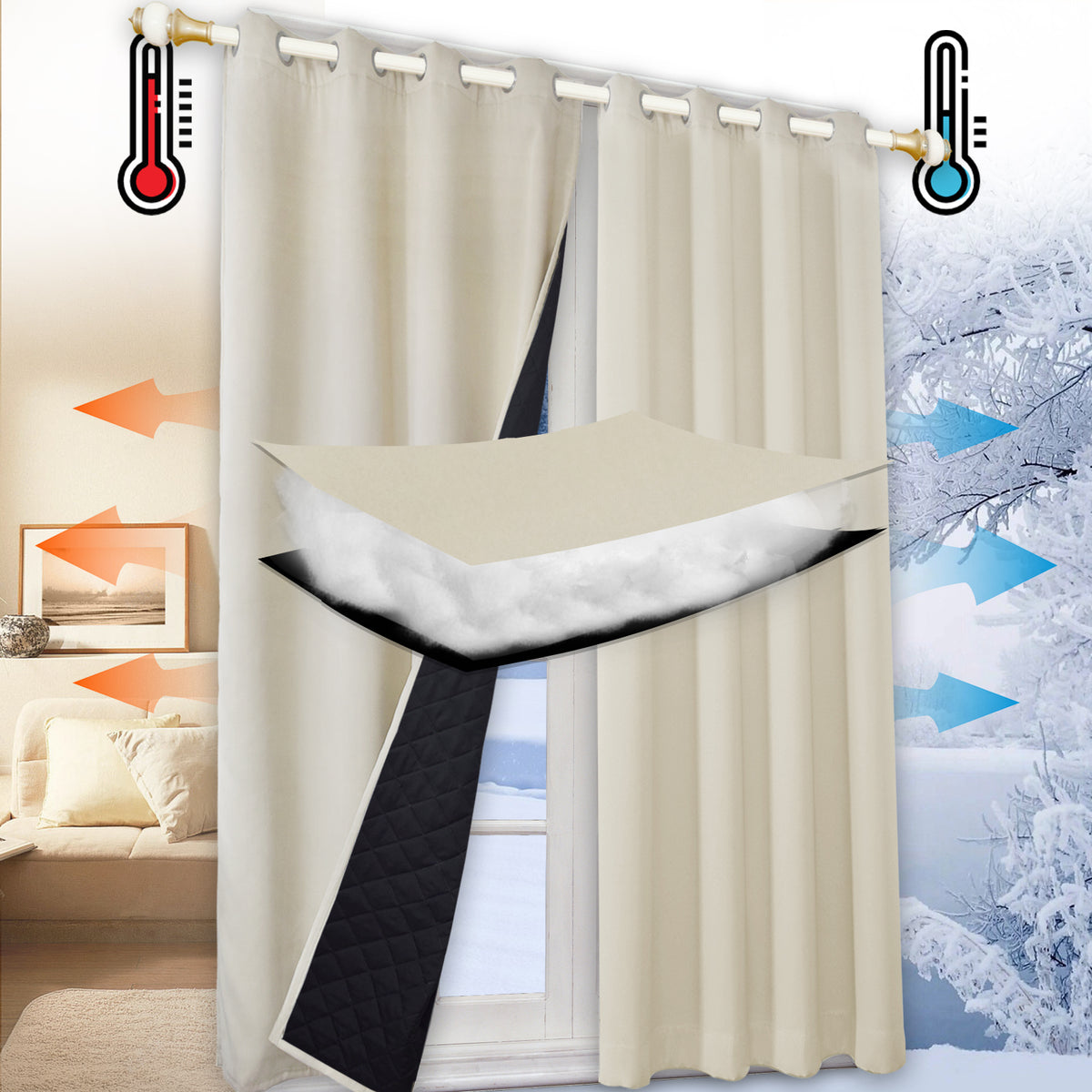 Outdoor Cold Proof Curtains to Reduce Noise Insulation Blackout, Cold ...